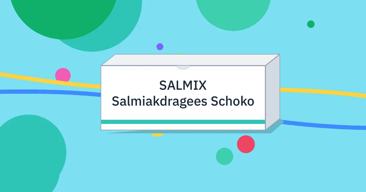 Symbolbild: Packung mit der Aufschrift SALMIX Salmiakdragees Schoko (PZN 19484302) – Verfügbarkeit und Bezug in Apotheken in Frankfurt am Main