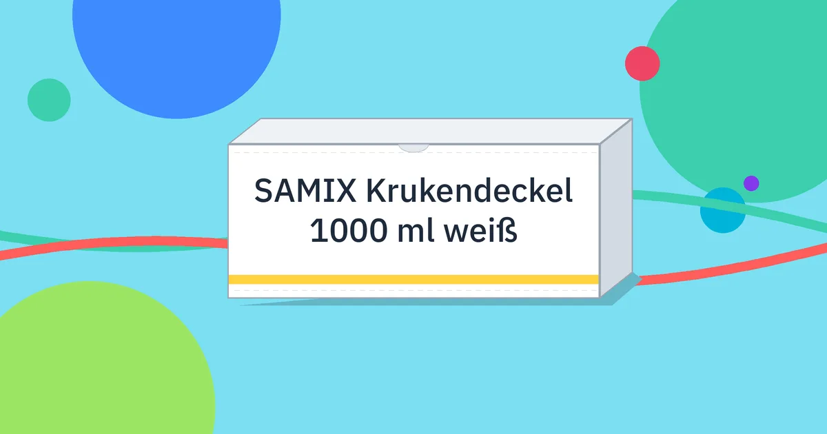 Symbolbild: Packung mit der Aufschrift SAMIX Krukendeckel 1000 ml weiß (PZN 11525390) – Verfügbarkeit und Bezug in Apotheken in Frankfurt am Main