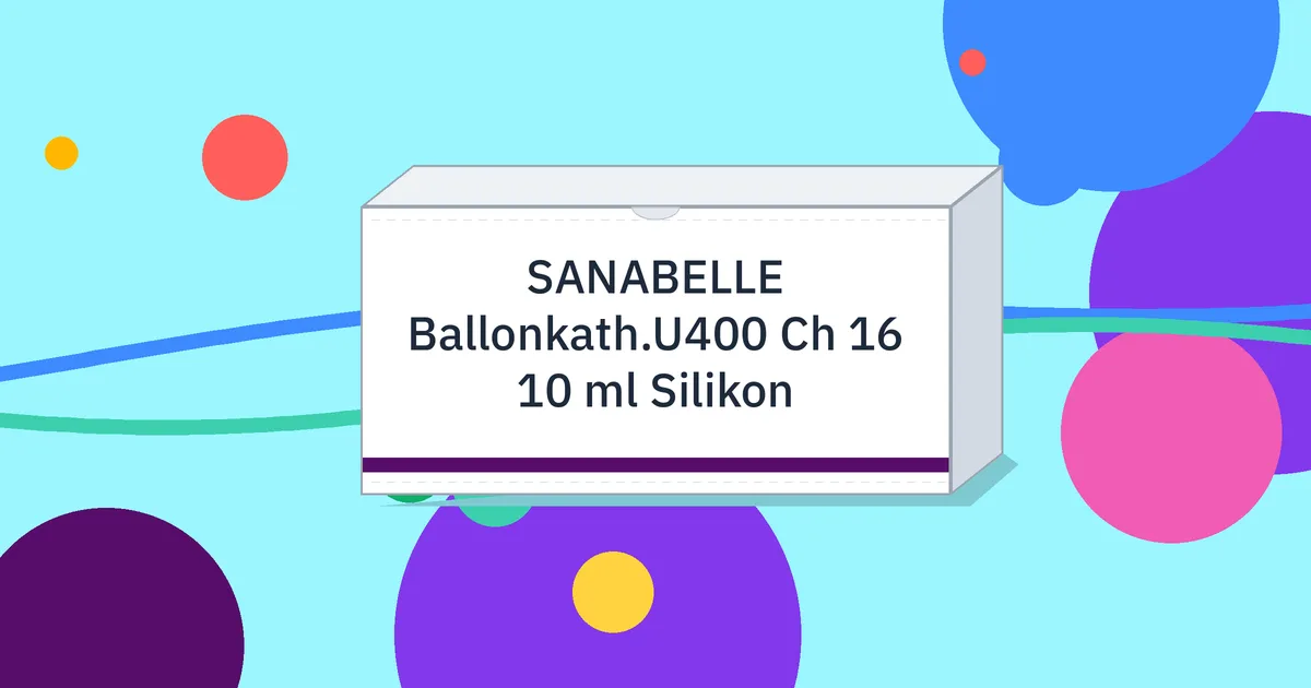 Symbolbild: Packung mit der Aufschrift SANABELLE Ballonkath.U400 Ch 16 10 ml Silikon (PZN 06086468) – Verfügbarkeit und Bezug in Apotheken in Frankfurt am Main