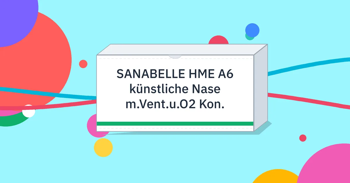 Symbolbild: Packung mit der Aufschrift SANABELLE HME A6 künstliche Nase m.Vent.u.O2 Kon. (PZN 10536753) – Verfügbarkeit und Bezug in Apotheken in Frankfurt am Main