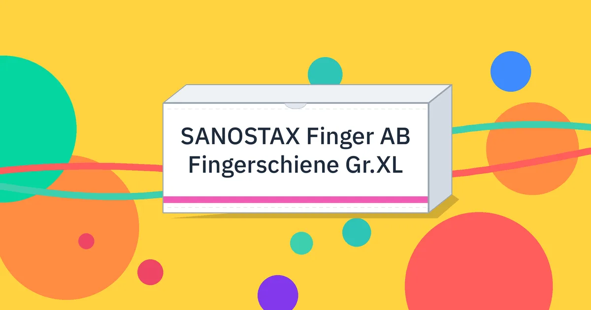 Symbolbild: Packung mit der Aufschrift SANOSTAX Finger AB Fingerschiene Gr.XL (PZN 10288255) – Verfügbarkeit und Bezug in Apotheken in Frankfurt am Main
