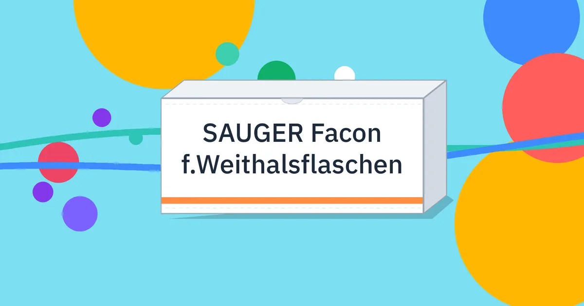 Symbolbild: Packung mit der Aufschrift SAUGER Facon f.Weithalsflaschen (PZN 01735620) – Verfügbarkeit und Bezug in Apotheken in Frankfurt am Main