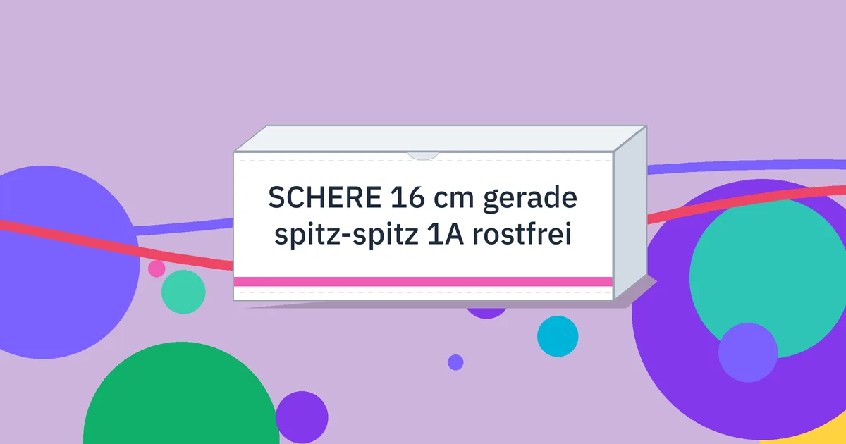 Symbolbild: Packung mit der Aufschrift SCHERE 16 cm gerade spitz-spitz 1A rostfrei (PZN 18671864) – Verfügbarkeit und Bezug in Apotheken in Frankfurt am Main