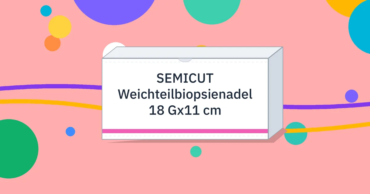 Symbolbild: Packung mit der Aufschrift SEMICUT Weichteilbiopsienadel 18 Gx11 cm (PZN 19735951) – Verfügbarkeit und Bezug in Apotheken in Frankfurt am Main