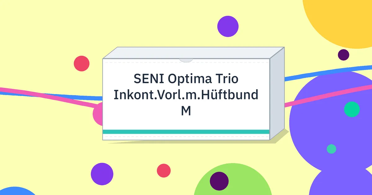 Symbolbild: Packung mit der Aufschrift SENI Optima Trio Inkont.Vorl.m.Hüftbund M (PZN 18012653) – Verfügbarkeit und Bezug in Apotheken in Frankfurt am Main