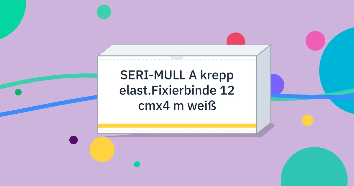 Symbolbild: Packung mit der Aufschrift SERI-MULL A krepp elast.Fixierbinde 12 cmx4 m weiß (PZN 14444752) – Verfügbarkeit und Bezug in Apotheken in Frankfurt am Main