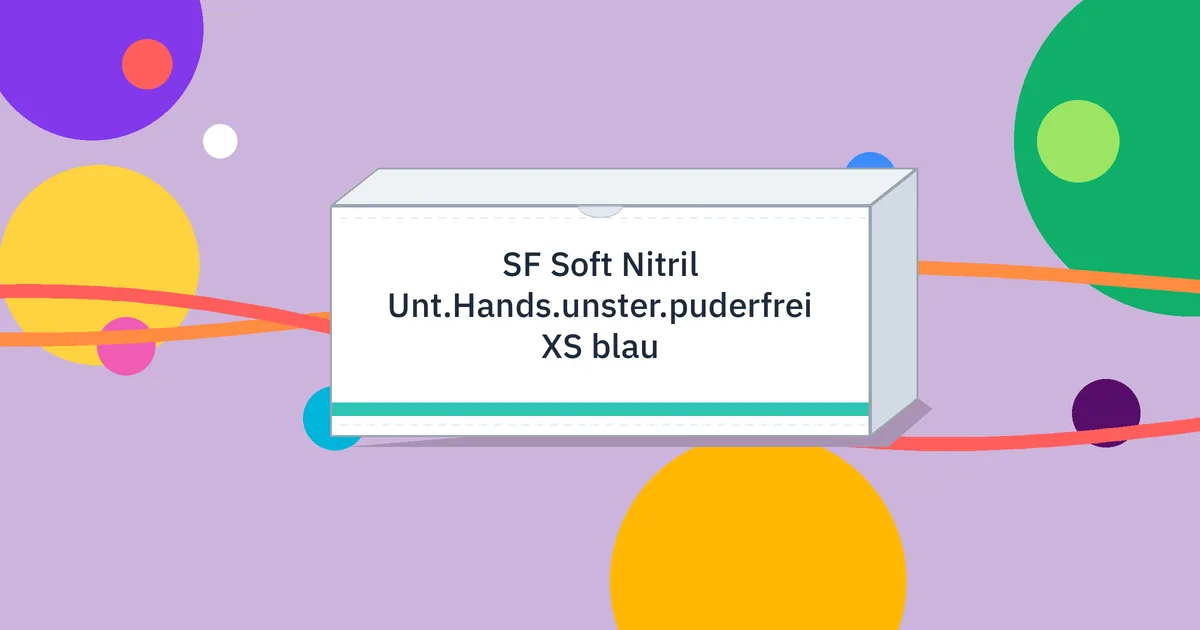 Symbolbild: Packung mit der Aufschrift SF Soft Nitril Unt.Hands.unster.puderfrei XS blau (PZN 15659555) – Verfügbarkeit und Bezug in Apotheken in Frankfurt am Main