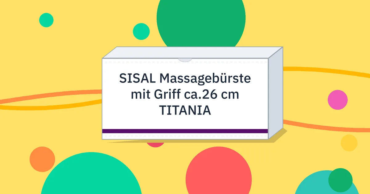Symbolbild: Packung mit der Aufschrift SISAL Massagebürste mit Griff ca.26 cm TITANIA (PZN 11025055) – Verfügbarkeit und Bezug in Apotheken in Frankfurt am Main