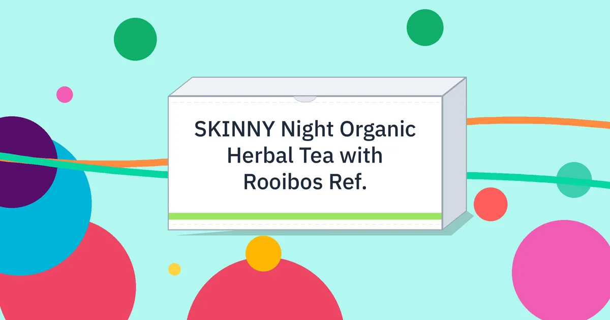Symbolbild: Packung mit der Aufschrift SKINNY Night Organic Herbal Tea with Rooibos Ref. (PZN 13162891) – Verfügbarkeit und Bezug in Apotheken in Frankfurt am Main