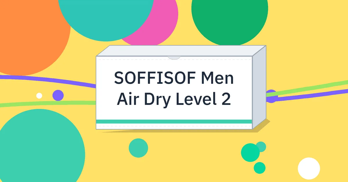 Symbolbild: Packung mit der Aufschrift SOFFISOF Men Air Dry Level 2 (PZN 11659239) – Verfügbarkeit und Bezug in Apotheken in Frankfurt am Main