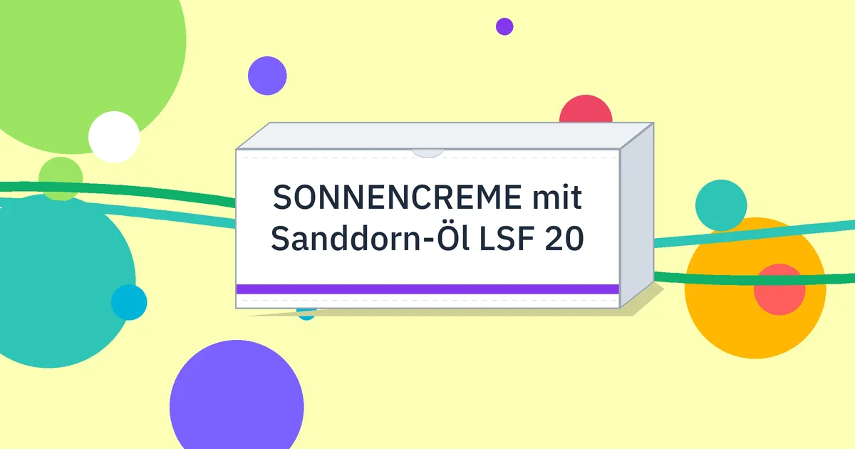 Symbolbild: Packung mit der Aufschrift SONNENCREME mit Sanddorn-Öl LSF 20 (PZN 16335375) – Verfügbarkeit und Bezug in Apotheken in Frankfurt am Main