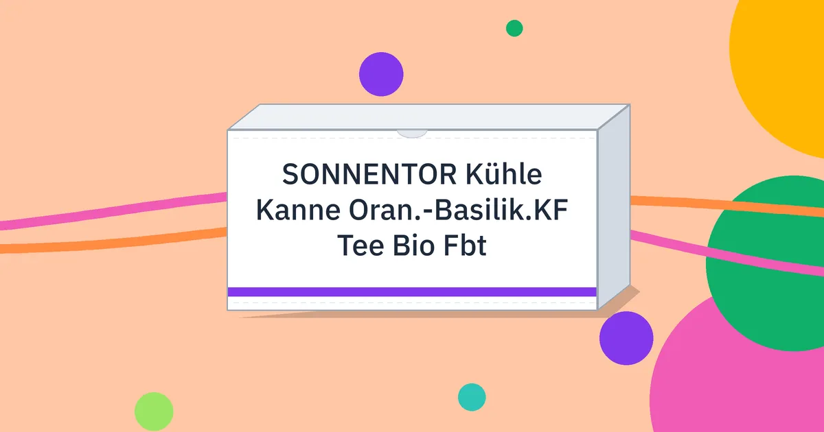 Symbolbild: Packung mit der Aufschrift SONNENTOR Kühle Kanne Oran.-Basilik.KF Tee Bio Fbt (PZN 18903180) – Verfügbarkeit und Bezug in Apotheken in Frankfurt am Main