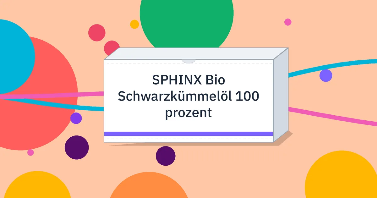 Symbolbild: Packung mit der Aufschrift SPHINX Bio Schwarzkümmelöl 100 prozent (PZN 20861939) – Verfügbarkeit und Bezug in Apotheken in Frankfurt am Main
