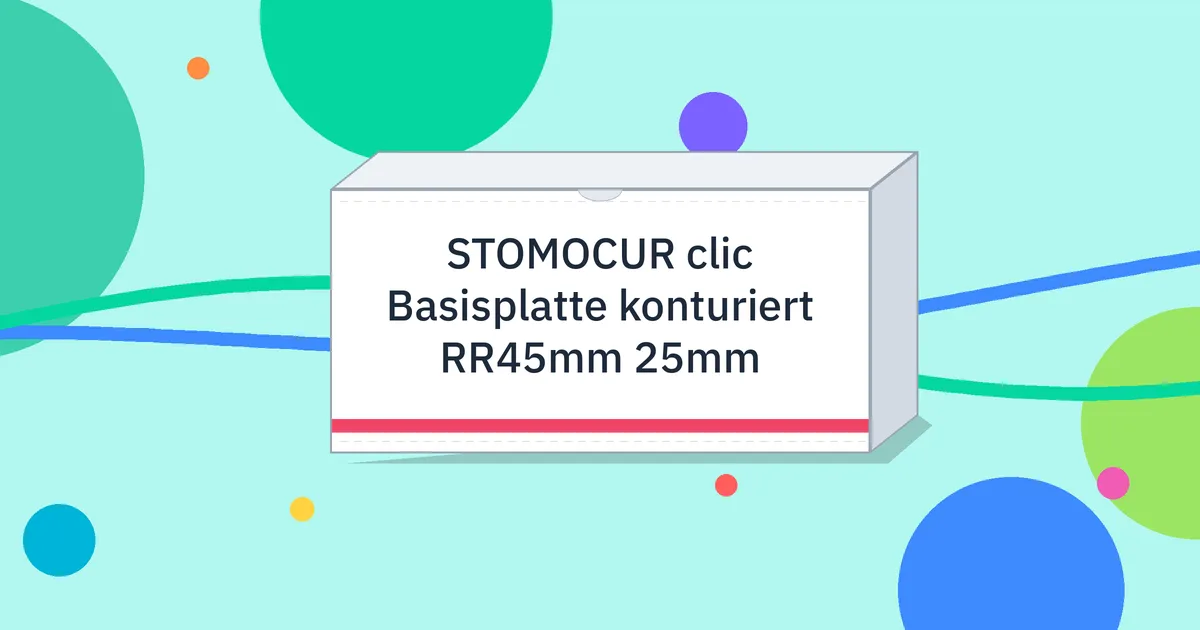 Symbolbild: Packung mit der Aufschrift STOMOCUR clic Basisplatte konturiert RR45mm 25mm (PZN 18239434) – Verfügbarkeit und Bezug in Apotheken in Frankfurt am Main