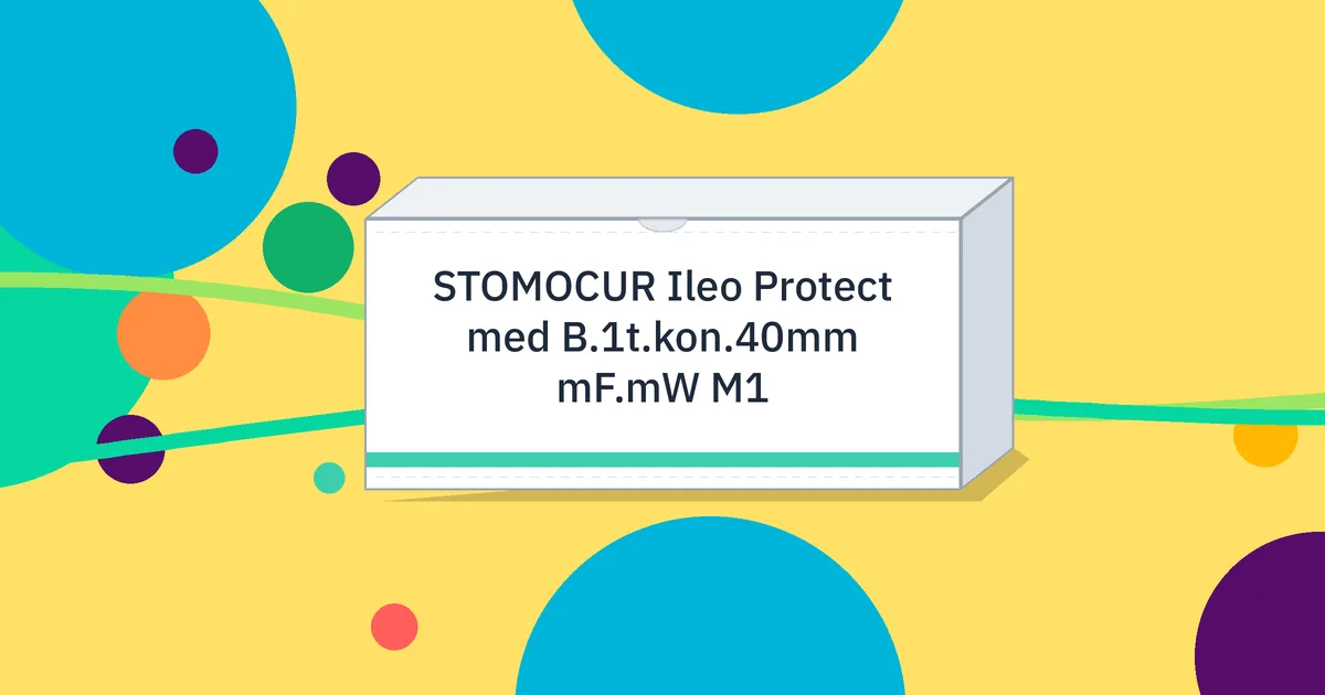Symbolbild: Packung mit der Aufschrift STOMOCUR Ileo Protect med B.1t.kon.40mm mF.mW M1 (PZN 17558404) – Verfügbarkeit und Bezug in Apotheken in Frankfurt am Main