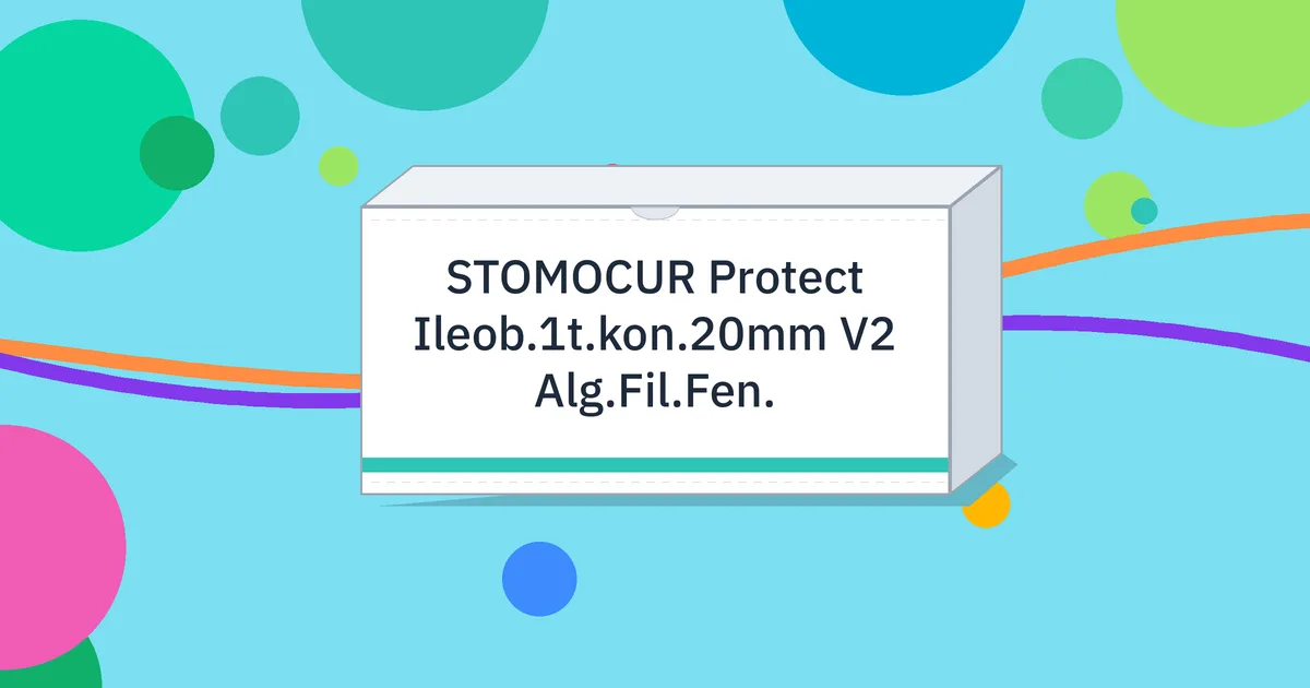 Symbolbild: Packung mit der Aufschrift STOMOCUR Protect Ileob.1t.kon.20mm V2 Alg.Fil.Fen. (PZN 14367158) – Verfügbarkeit und Bezug in Apotheken in Frankfurt am Main