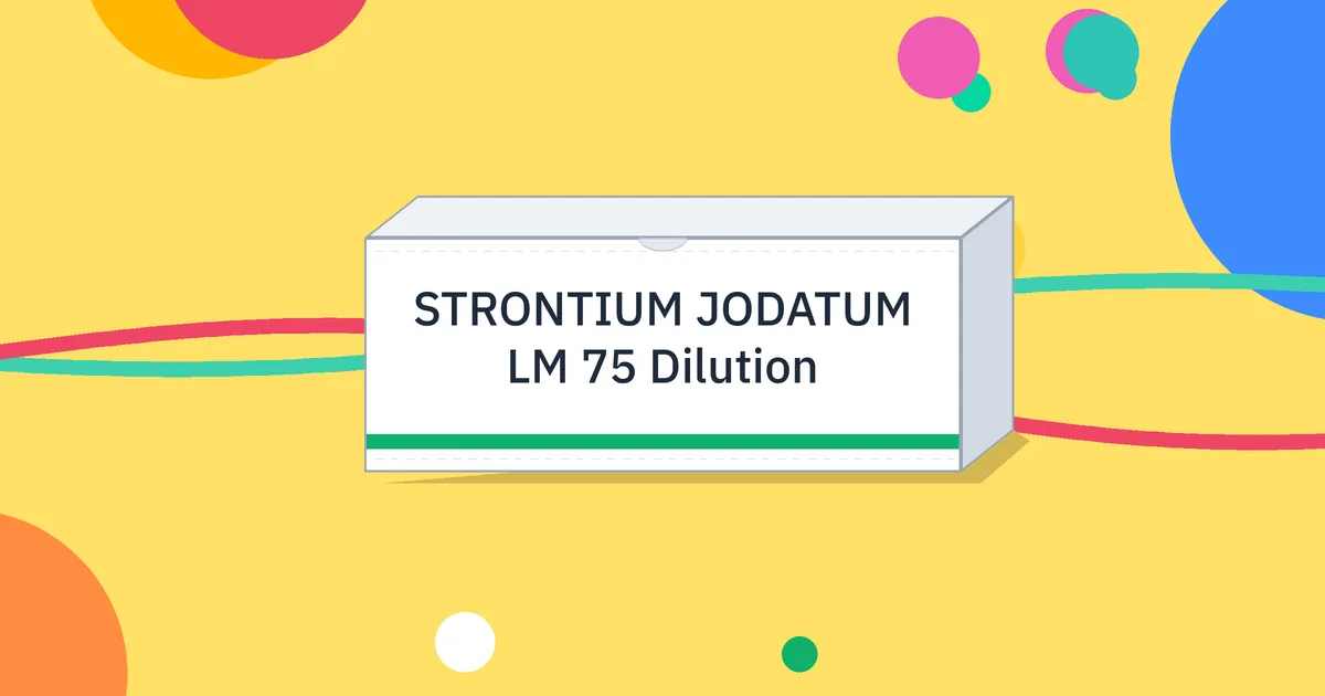 Symbolbild: Packung mit der Aufschrift STRONTIUM JODATUM LM 75 Dilution (PZN 13204201) – Verfügbarkeit und Bezug in Apotheken in Frankfurt am Main