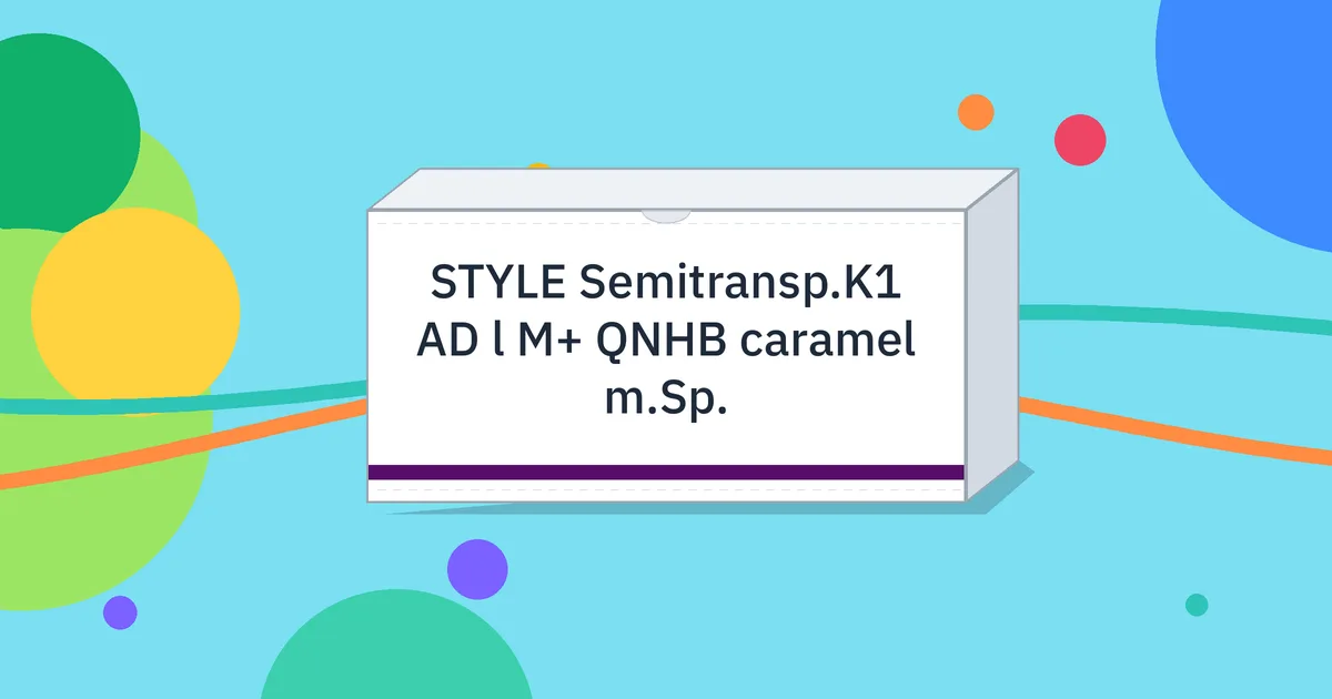 Symbolbild: Packung mit der Aufschrift STYLE Semitransp.K1 AD l M+ QNHB caramel m.Sp. (PZN 18870397) – Verfügbarkeit und Bezug in Apotheken in Frankfurt am Main