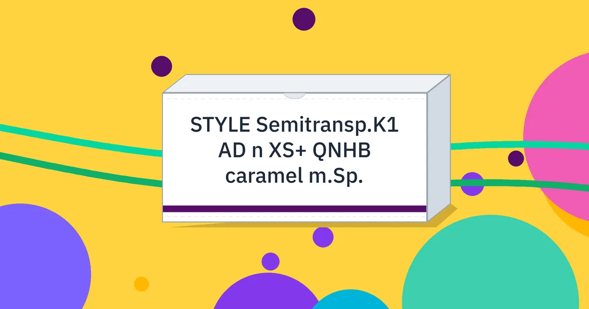 Symbolbild: Packung mit der Aufschrift STYLE Semitransp.K1 AD n XS+ QNHB caramel m.Sp. (PZN 18870339) – Verfügbarkeit und Bezug in Apotheken in Frankfurt am Main