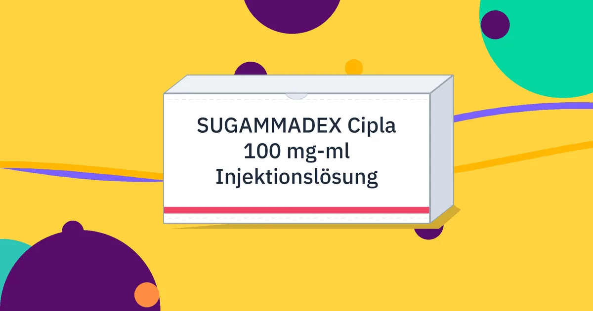 Symbolbild: Packung mit der Aufschrift SUGAMMADEX Cipla 100 mg-ml Injektionslösung (PZN 18754567) – Verfügbarkeit und Bezug in Apotheken in Frankfurt am Main