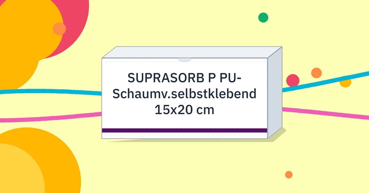 Symbolbild: Packung mit der Aufschrift SUPRASORB P PU-Schaumv.selbstklebend 15x20 cm (PZN 06098767) – Verfügbarkeit und Bezug in Apotheken in Frankfurt am Main