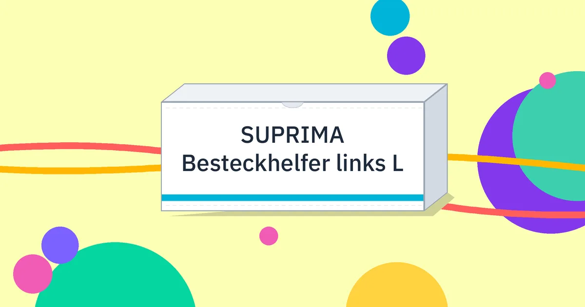 Symbolbild: Packung mit der Aufschrift SUPRIMA Besteckhelfer links L (PZN 20274165) – Verfügbarkeit und Bezug in Apotheken in Frankfurt am Main