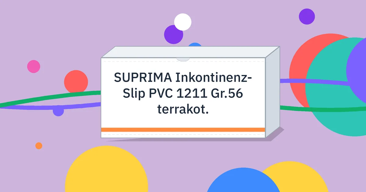 Symbolbild: Packung mit der Aufschrift SUPRIMA Inkontinenz-Slip PVC 1211 Gr.56 terrakot. (PZN 05971441) – Verfügbarkeit und Bezug in Apotheken in Frankfurt am Main
