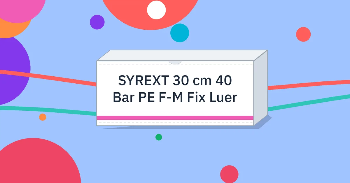 Symbolbild: Packung mit der Aufschrift SYREXT 30 cm 40 Bar PE F-M Fix Luer (PZN 17898583) – Verfügbarkeit und Bezug in Apotheken in Frankfurt am Main