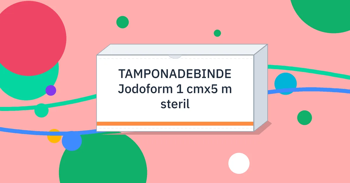 Symbolbild: Packung mit der Aufschrift TAMPONADEBINDE Jodoform 1 cmx5 m steril (PZN 01720966) – Verfügbarkeit und Bezug in Apotheken in Frankfurt am Main