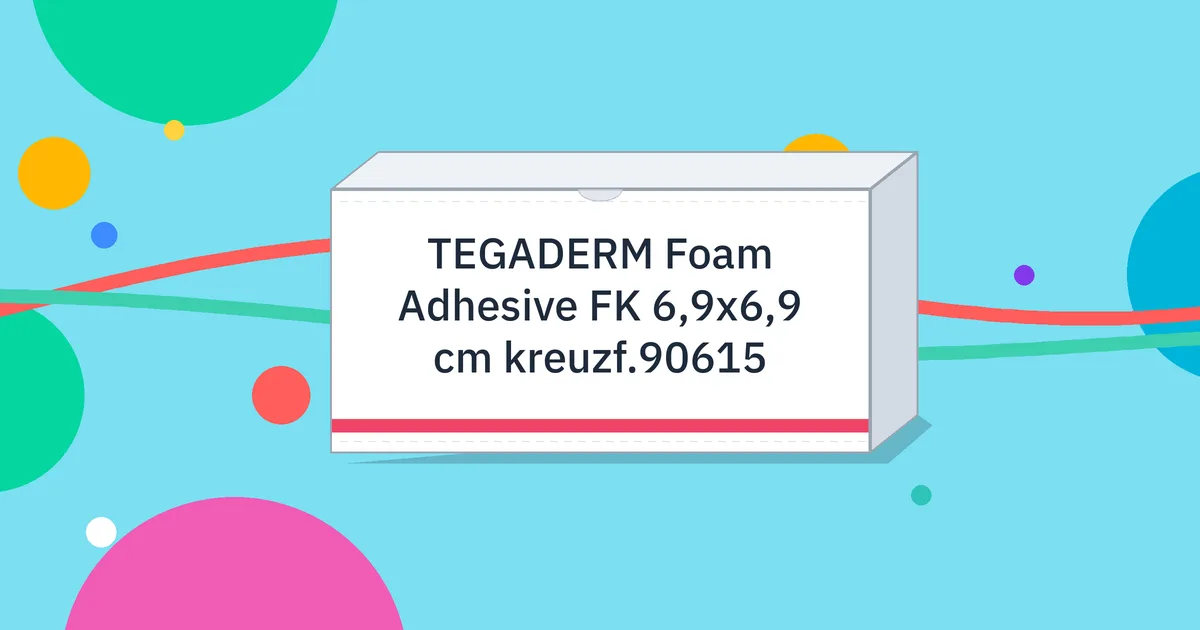 Symbolbild: Packung mit der Aufschrift TEGADERM Foam Adhesive FK 6,9x6,9 cm kreuzf.90615 (PZN 20543955) – Verfügbarkeit und Bezug in Apotheken in Frankfurt am Main