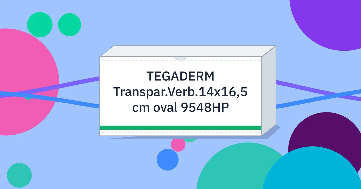 Symbolbild: Packung mit der Aufschrift TEGADERM Transpar.Verb.14x16,5 cm oval 9548HP (PZN 05354903) – Verfügbarkeit und Bezug in Apotheken in Frankfurt am Main
