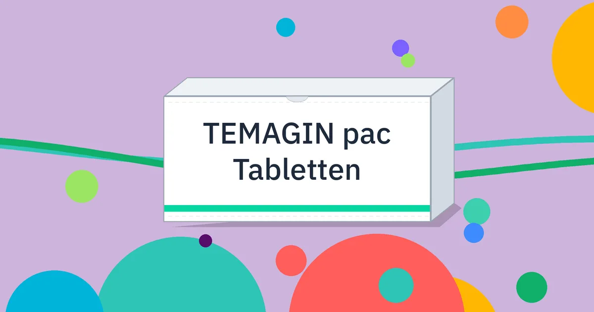 Symbolbild: Packung mit der Aufschrift TEMAGIN pac Tabletten (PZN 19846403) – Verfügbarkeit und Bezug in Apotheken in Frankfurt am Main