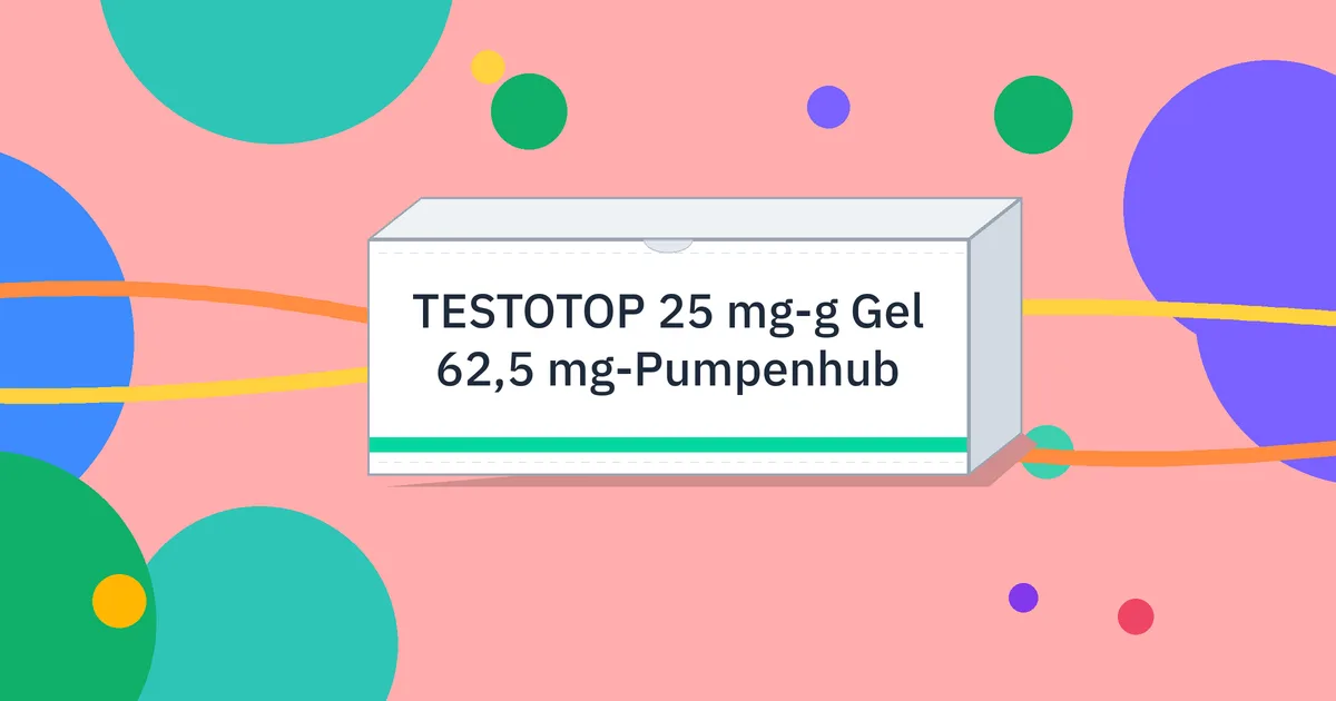 Symbolbild: Packung mit der Aufschrift TESTOTOP 25 mg-g Gel 62,5 mg-Pumpenhub (PZN 19777174) – Verfügbarkeit und Bezug in Apotheken in Frankfurt am Main