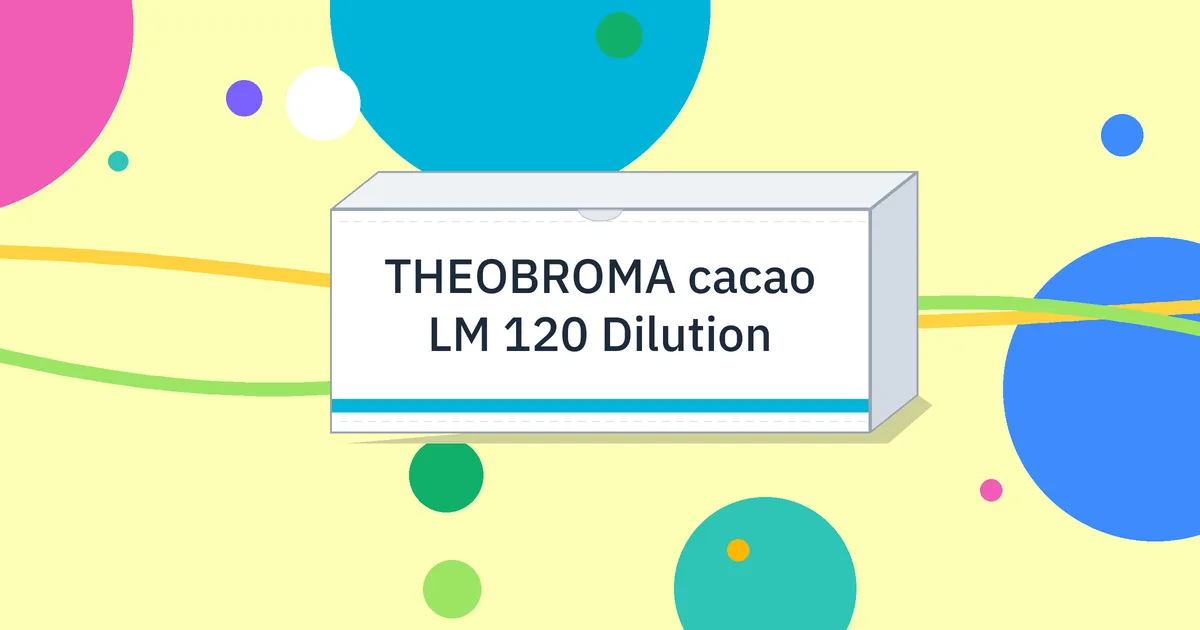 Symbolbild: Packung mit der Aufschrift THEOBROMA cacao LM 120 Dilution (PZN 13220097) – Verfügbarkeit und Bezug in Apotheken in Frankfurt am Main