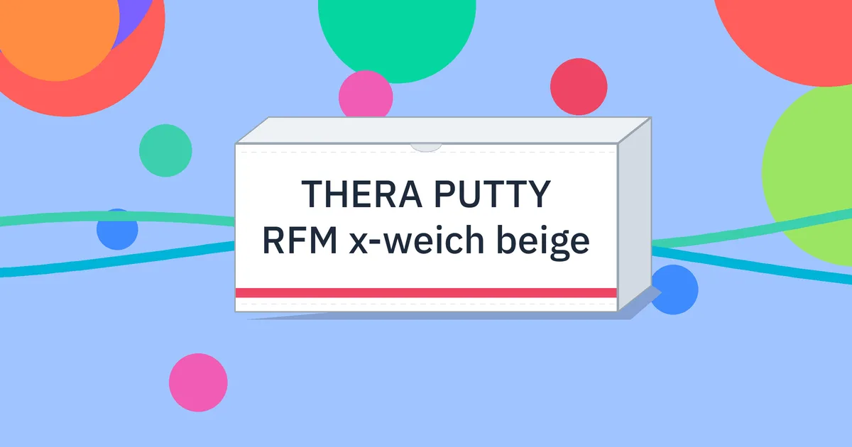 Symbolbild: Packung mit der Aufschrift THERA PUTTY RFM x-weich beige (PZN 09916083) – Verfügbarkeit und Bezug in Apotheken in Frankfurt am Main