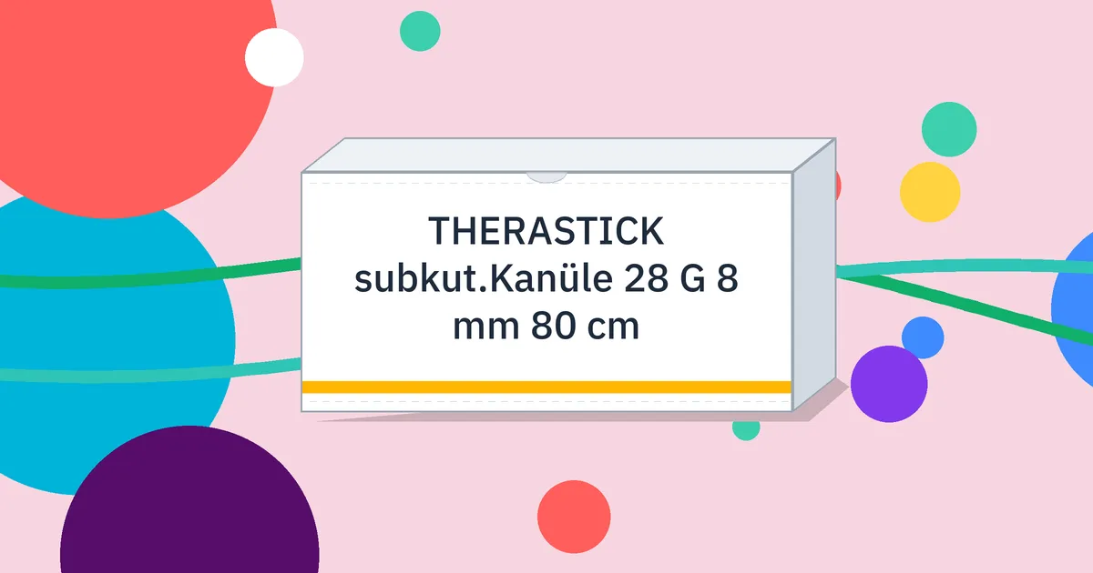 Symbolbild: Packung mit der Aufschrift THERASTICK subkut.Kanüle 28 G 8 mm 80 cm (PZN 06191834) – Verfügbarkeit und Bezug in Apotheken in Frankfurt am Main
