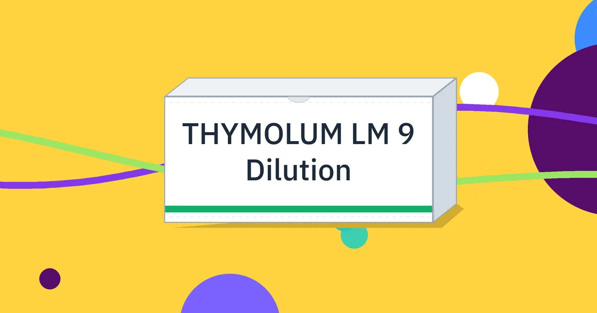 Symbolbild: Packung mit der Aufschrift THYMOLUM LM 9 Dilution (PZN 13222446) – Verfügbarkeit und Bezug in Apotheken in Frankfurt am Main