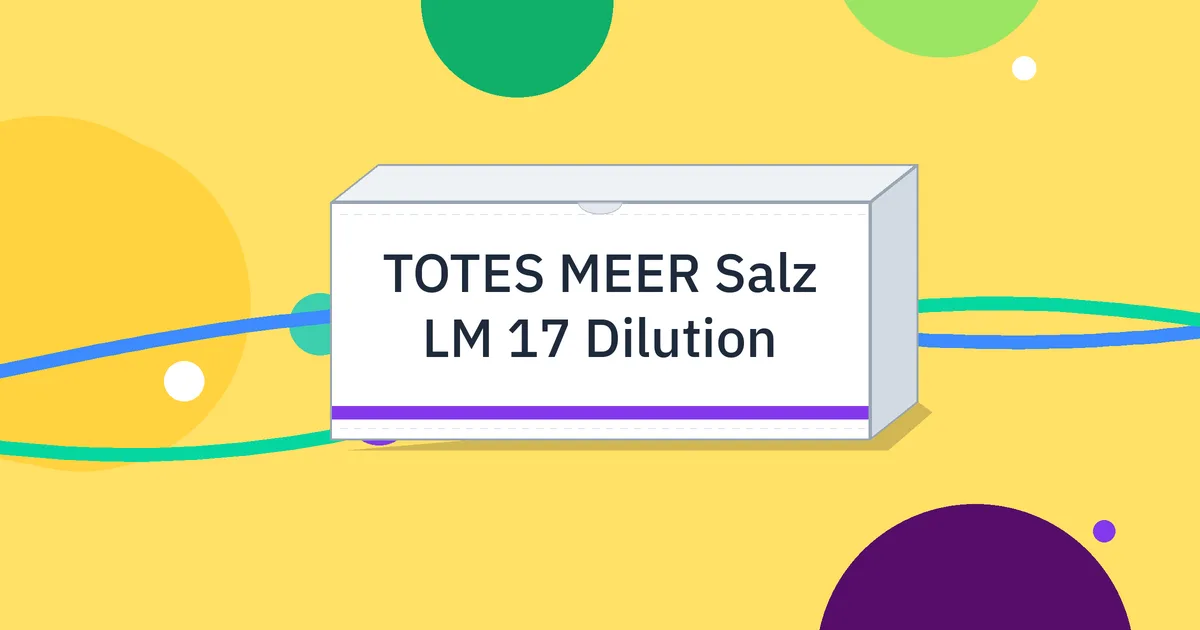 Symbolbild: Packung mit der Aufschrift TOTES MEER Salz LM 17 Dilution (PZN 13226266) – Verfügbarkeit und Bezug in Apotheken in Frankfurt am Main
