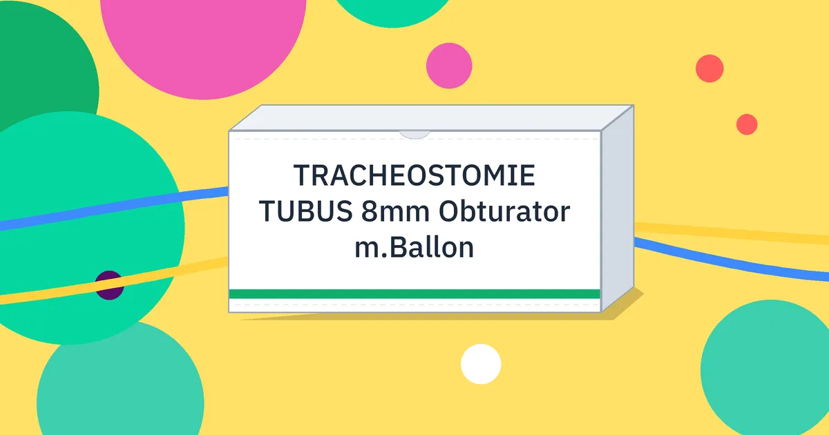 Symbolbild: Packung mit der Aufschrift TRACHEOSTOMIE TUBUS 8mm Obturator m.Ballon (PZN 01085412) – Verfügbarkeit und Bezug in Apotheken in Frankfurt am Main