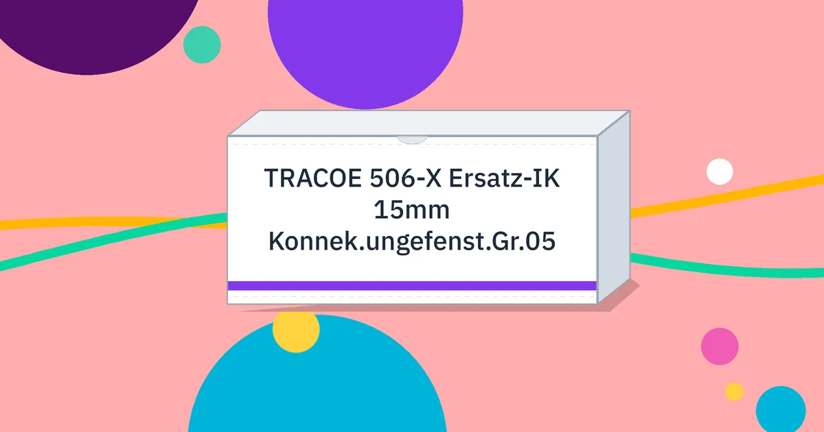 Symbolbild: Packung mit der Aufschrift TRACOE 506-X Ersatz-IK 15mm Konnek.ungefenst.Gr.05 (PZN 05881034) – Verfügbarkeit und Bezug in Apotheken in Frankfurt am Main
