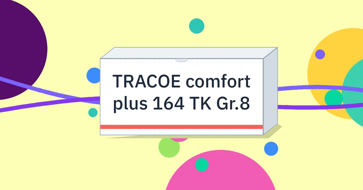 Symbolbild: Packung mit der Aufschrift TRACOE comfort plus 164 TK Gr.8 (PZN 10750624) – Verfügbarkeit und Bezug in Apotheken in Frankfurt am Main