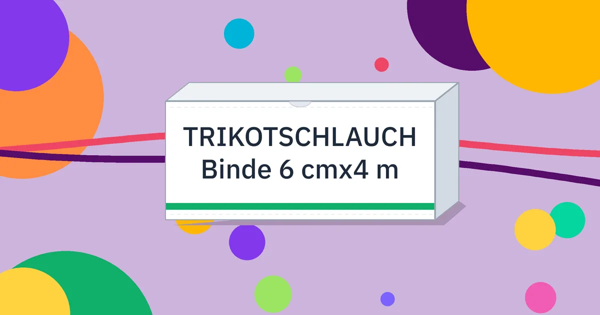Symbolbild: Packung mit der Aufschrift TRIKOTSCHLAUCH Binde 6 cmx4 m (PZN 01048948) – Verfügbarkeit und Bezug in Apotheken in Frankfurt am Main
