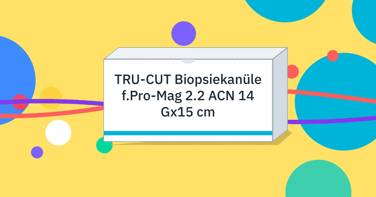 Symbolbild: Packung mit der Aufschrift TRU-CUT Biopsiekanüle f.Pro-Mag 2.2 ACN 14 Gx15 cm (PZN 07096569) – Verfügbarkeit und Bezug in Apotheken in Frankfurt am Main