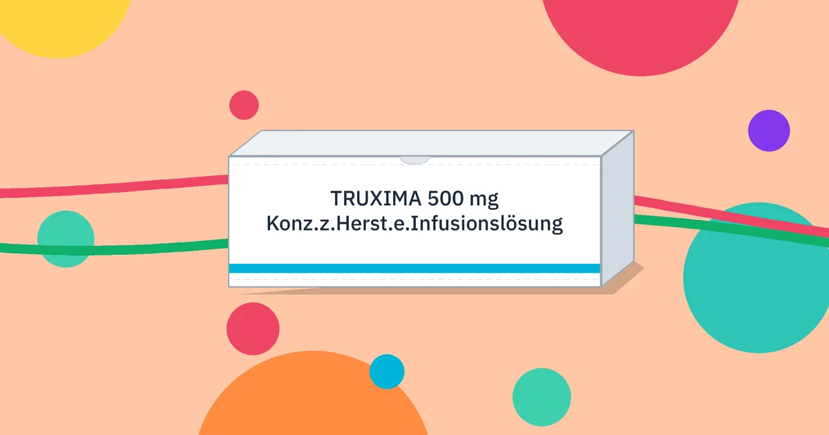 Symbolbild: Packung mit der Aufschrift TRUXIMA 500 mg Konz.z.Herst.e.Infusionslösung (PZN 15421351) – Verfügbarkeit und Bezug in Apotheken in Frankfurt am Main