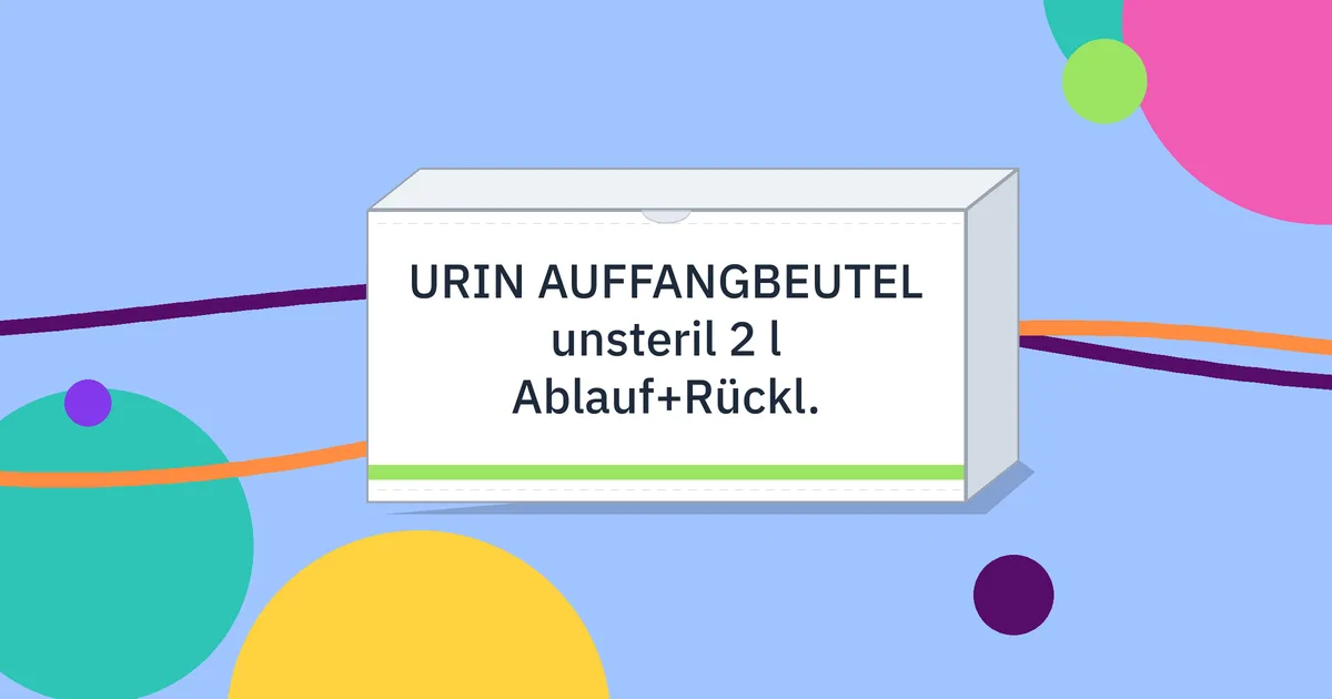 Symbolbild: Packung mit der Aufschrift URIN AUFFANGBEUTEL unsteril 2 l Ablauf+Rückl. (PZN 03385383) – Verfügbarkeit und Bezug in Apotheken in Frankfurt am Main