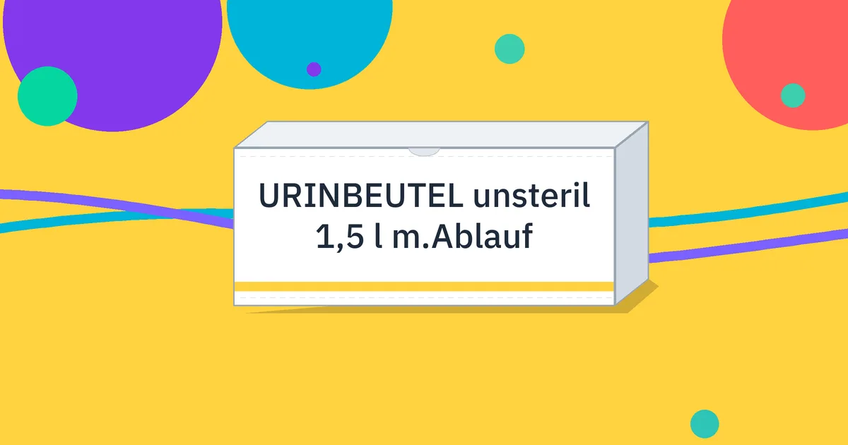 Symbolbild: Packung mit der Aufschrift URINBEUTEL unsteril 1,5 l m.Ablauf (PZN 14324226) – Verfügbarkeit und Bezug in Apotheken in Frankfurt am Main