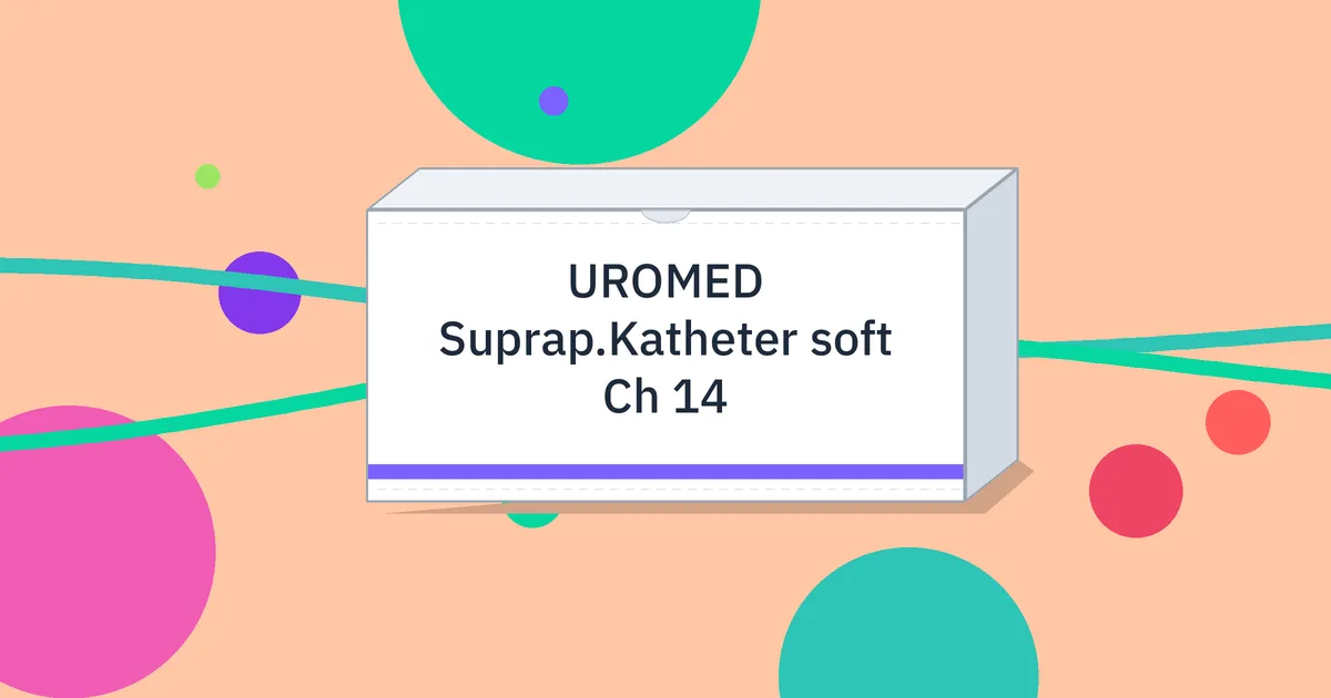 Symbolbild: Packung mit der Aufschrift UROMED Suprap.Katheter soft Ch 14 (PZN 03028329) – Verfügbarkeit und Bezug in Apotheken in Frankfurt am Main