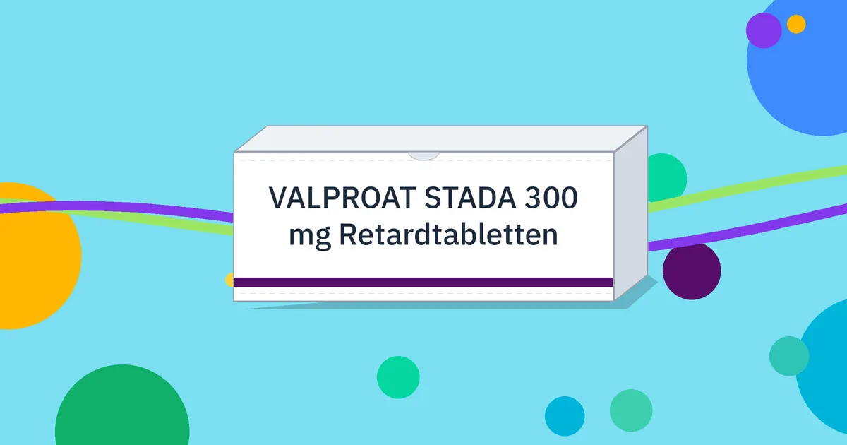 Symbolbild: Packung mit der Aufschrift VALPROAT STADA 300 mg Retardtabletten (PZN 04367111) – Verfügbarkeit und Bezug in Apotheken in Frankfurt am Main