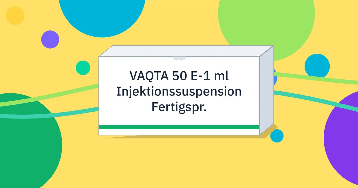 Symbolbild: Packung mit der Aufschrift VAQTA 50 E-1 ml Injektionssuspension Fertigspr. (PZN 01139705) – Verfügbarkeit und Bezug in Apotheken in Frankfurt am Main