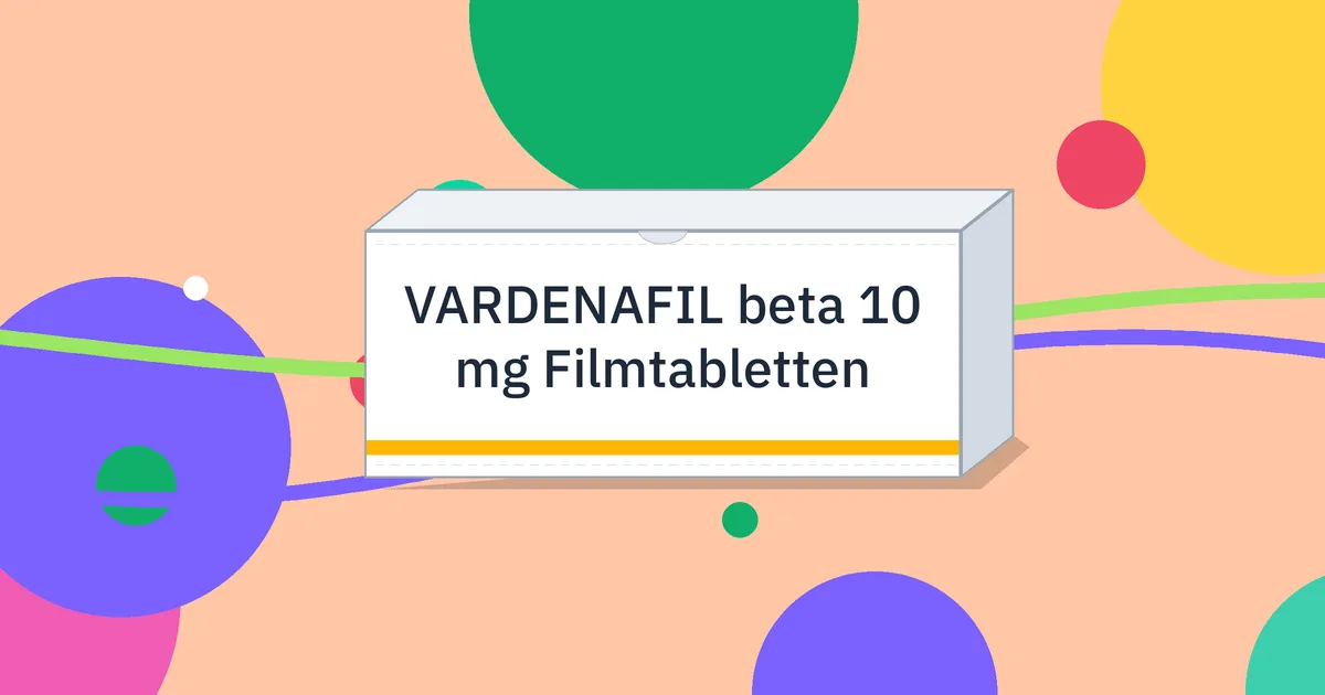 Symbolbild: Packung mit der Aufschrift VARDENAFIL beta 10 mg Filmtabletten (PZN 16358531) – Verfügbarkeit und Bezug in Apotheken in Frankfurt am Main